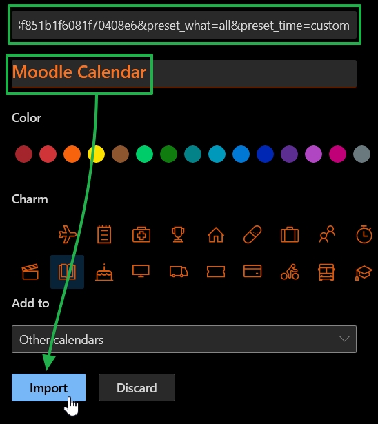 Integrating Moodle Calendars into Outlook